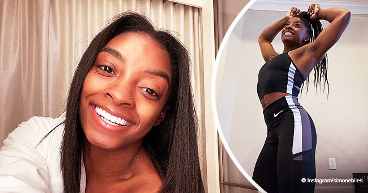 Simone Biles Shares Pre-Quarantine Workout Snap Wearing Black Top and ...