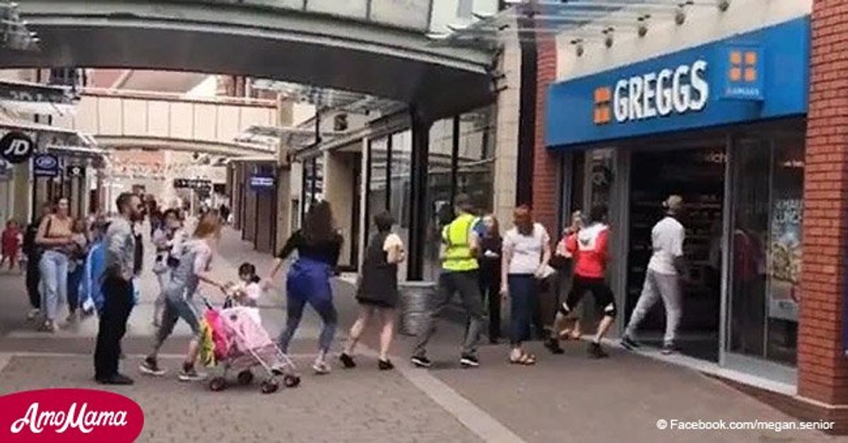 Customers queueing at Greggs break out into impromptu flashmob