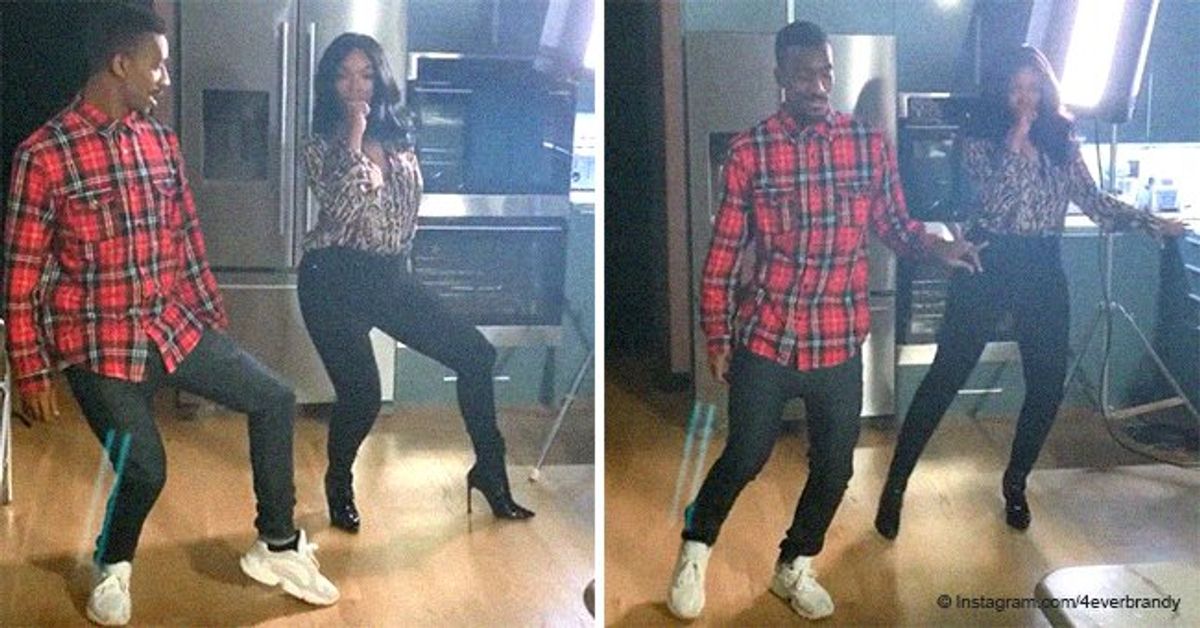 Brandy shows off smooth dance moves in leopard-print top & tight jeans ...