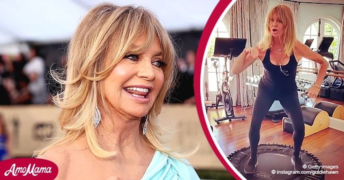 Goldie Hawn Shows off Toned Figure While Dancing on Trampoline and Fans ...