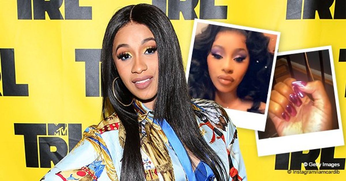 Check Out Cardi B's Cool Purple Smokey Makeup That She Paired with Long ...