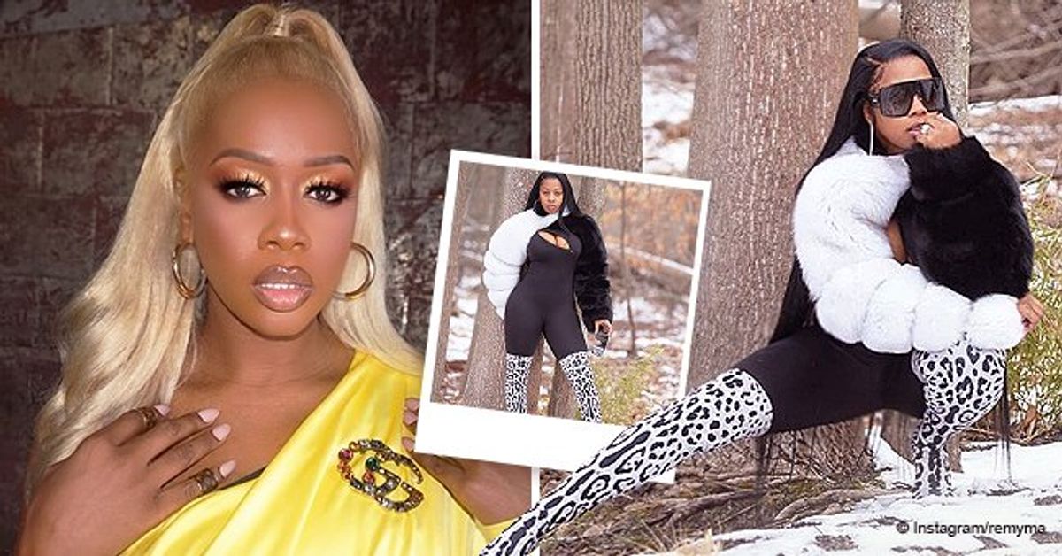 Remy Ma Looks Unforgettable Posing in Tight Black Jumpsuit with Fur ...