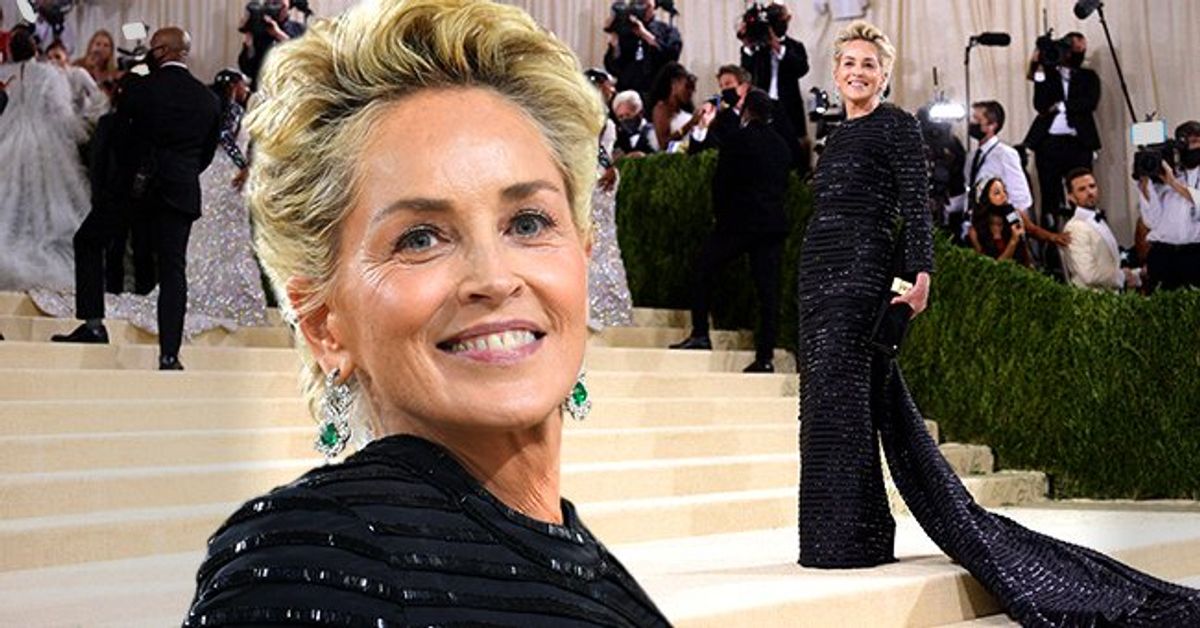 Sharon Stone Stuns at 2021 Met Gala Posing in a Shiny Thom Browne ...
