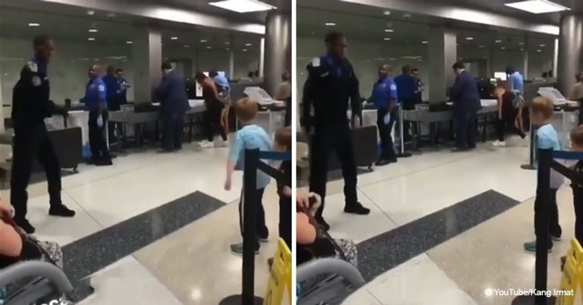 TSA officer accepts boy's challenge in hilarious dance-off at airport
