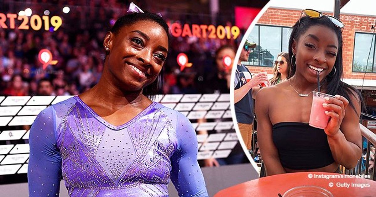 Simone Biles Flaunts Her Muscular Physique Wearing Little Black Top in ...