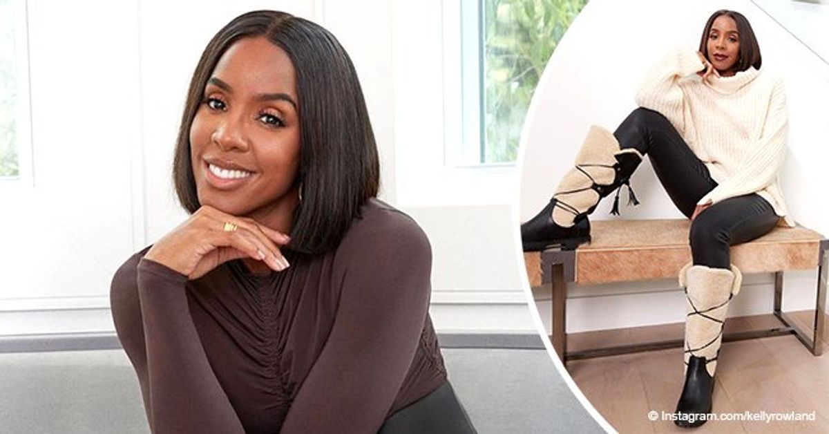 Kelly Rowland Looks Cozy Posing in an Oversized Sweater with Matching ...