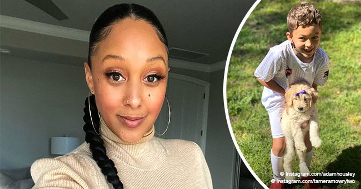 Tamera Mowry's Son Aden Looks Handsome While Playing with Their Dog ...