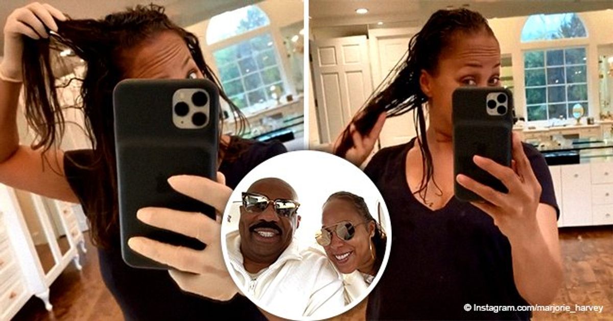 Steve Harvey’s Wife Marjorie Colors Hair by Herself at Home Amid COVID ...