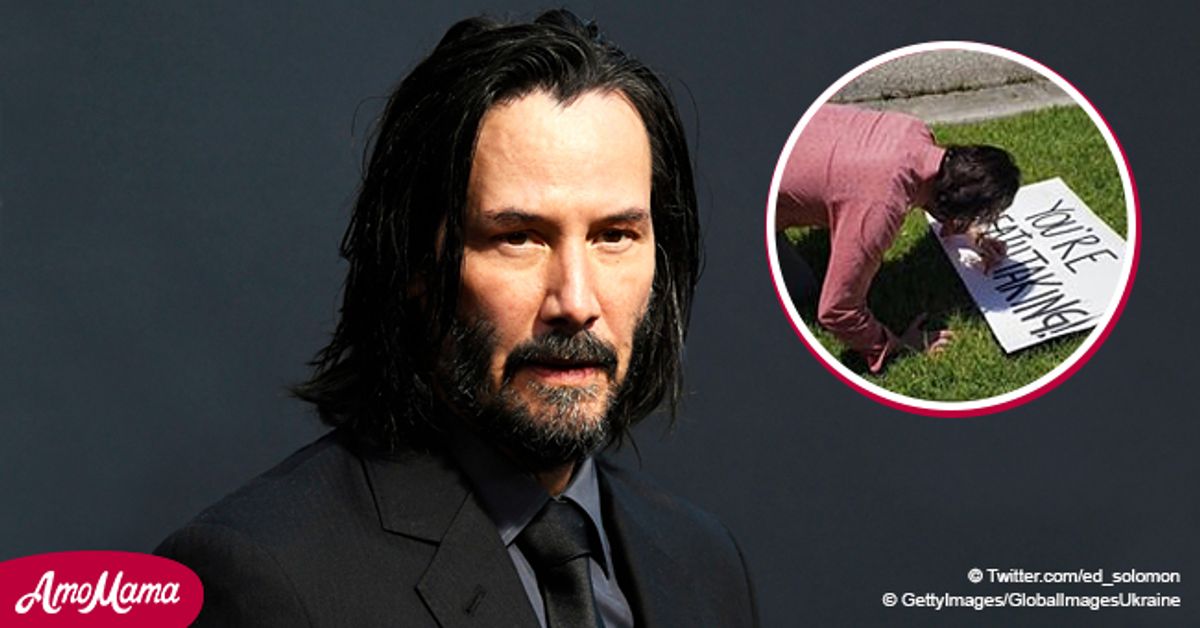 Keanu Reeves Signs Fan's Yard Sign Posted in His Honor