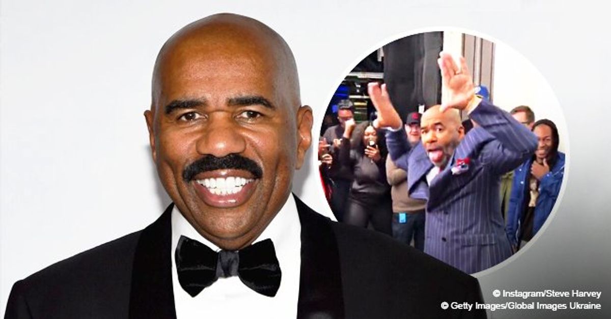 Steve Harvey shows off energetic dance moves as his colleagues wish him ...