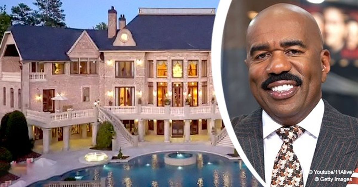 Inside Steve Harvey's $15M House with a Sparkling Pool, Gigantic Gym ...