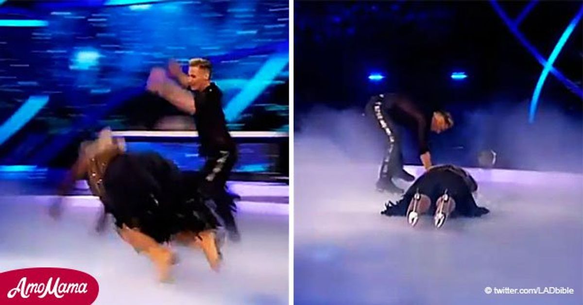 TV figure falls on her face during 'Dancing on Ice,' leaving her in tears