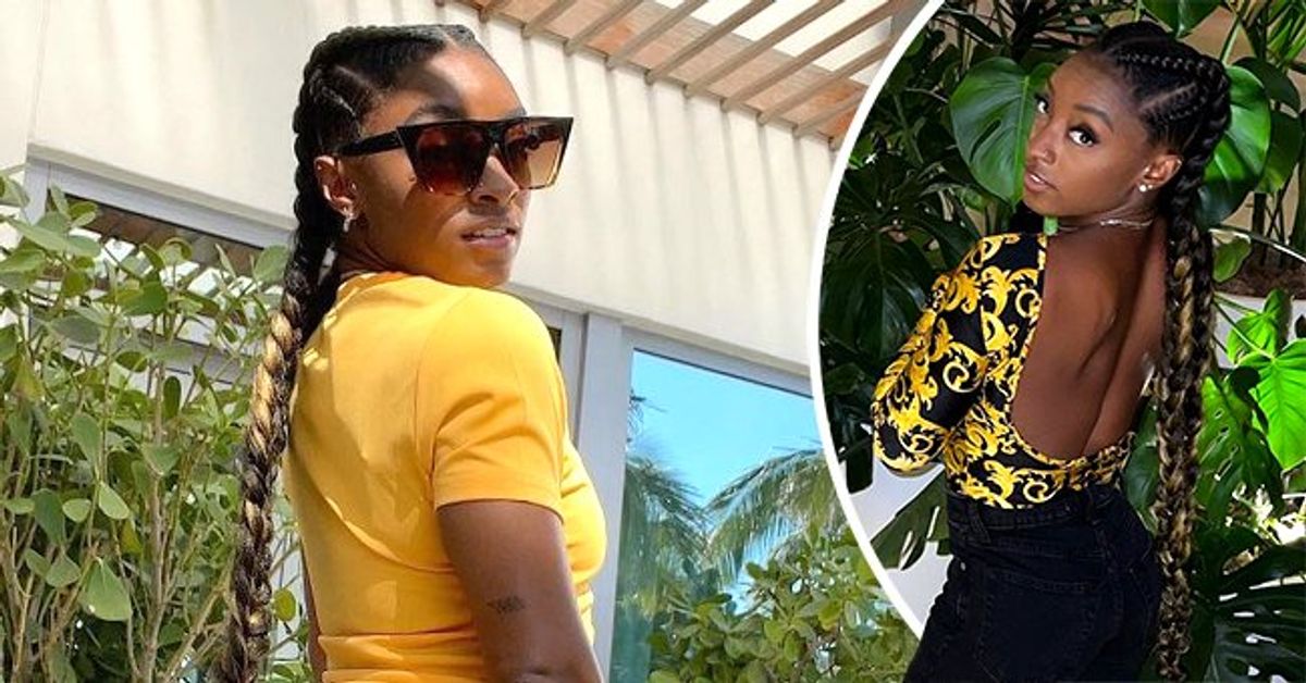 Gymnast Simone Biles Exposes Her Toned Back Posing In a Stylish Versace ...