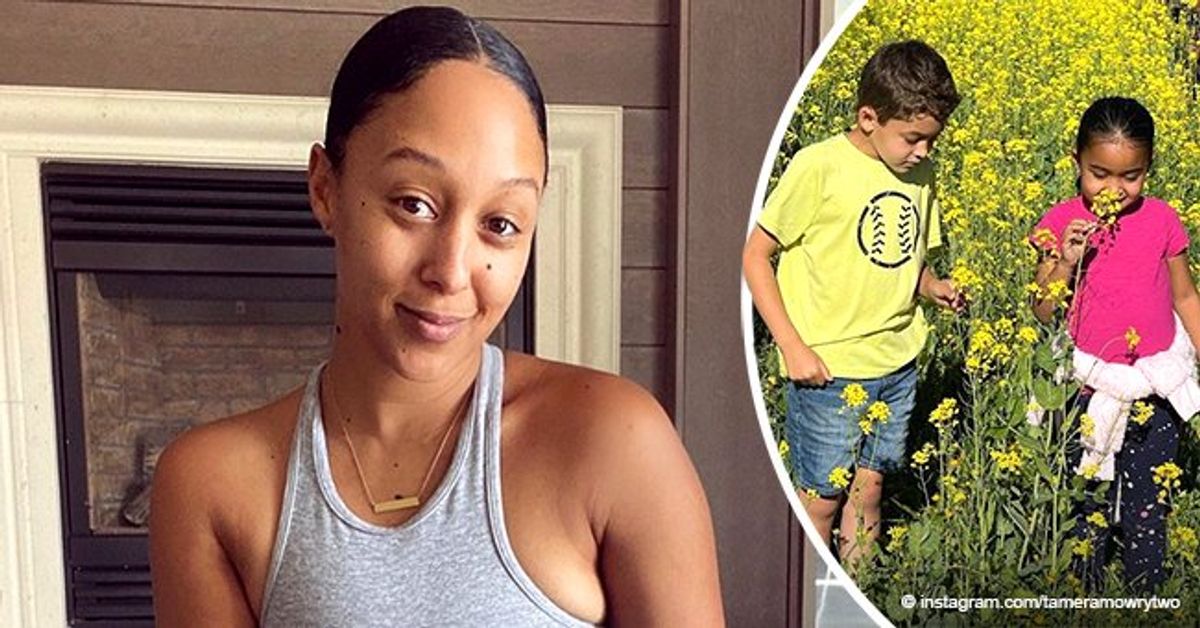 Tamera Mowry Gushes over Her Kids Aden & Ariah in a Photo She Shared of Them in a Flower Field