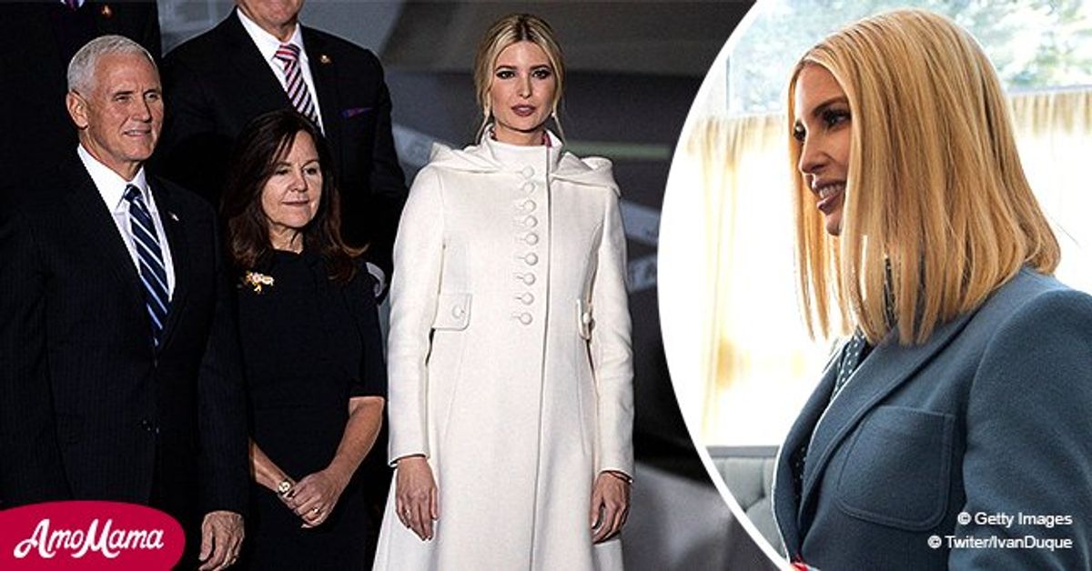 Ivanka Trump Pairs Blue Pantsuit with Elegant Cream Coat at World ...