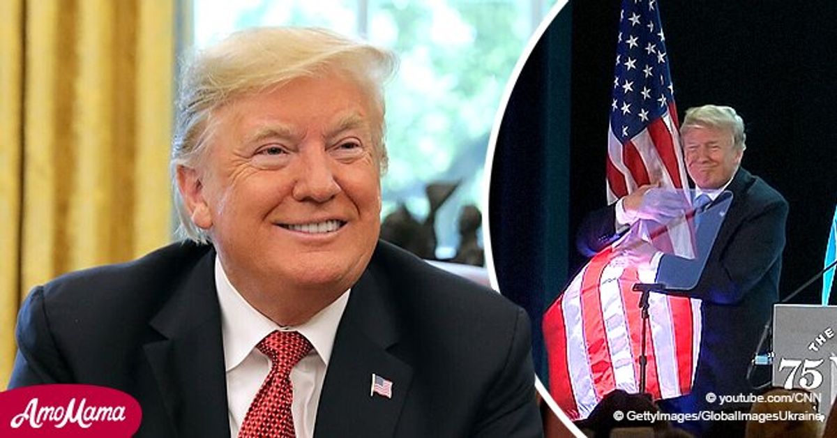 Donald Trump Hugs the American Flag at the 2019 CPAC