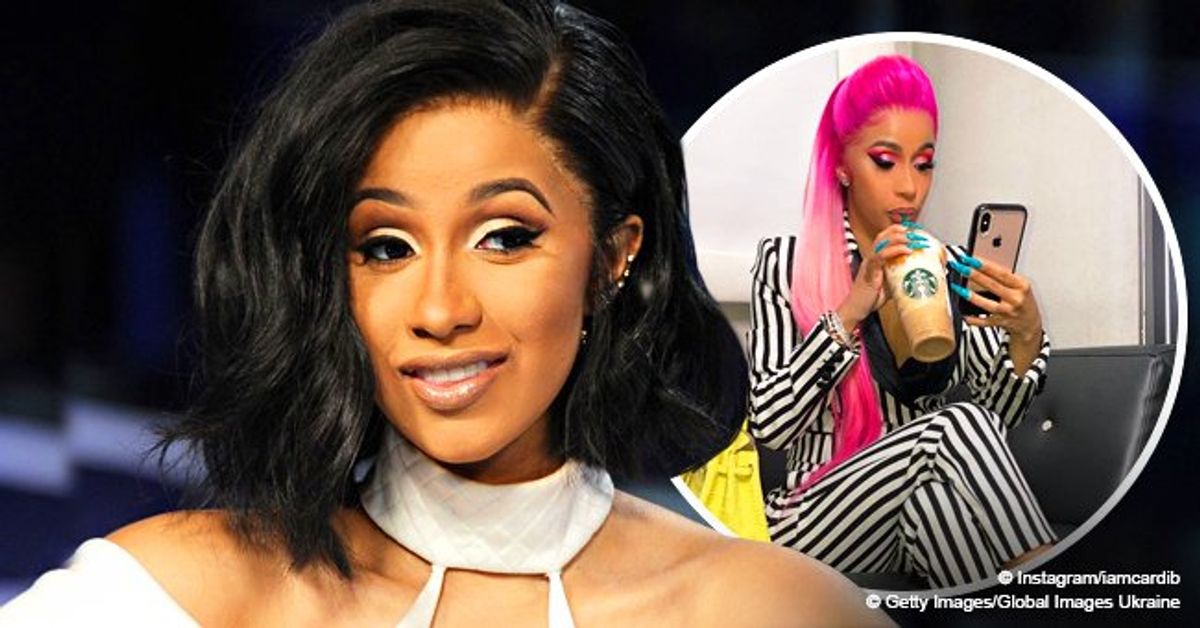 Cardi B shows off pink hair while rocking striped Dolce & Gabbana suit ...