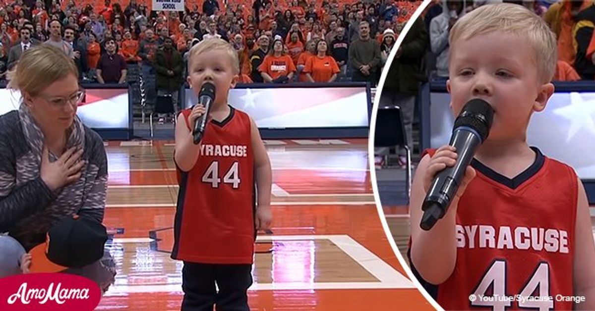 3-year-old boy charms crowd with his amazing singing of the national anthem
