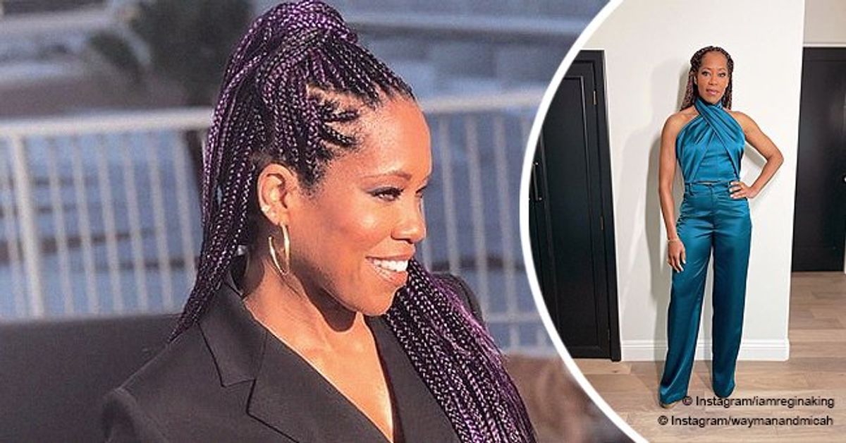 Regina King Rocks Braids as She Shows off Her Long Legs in Blue Pants ...
