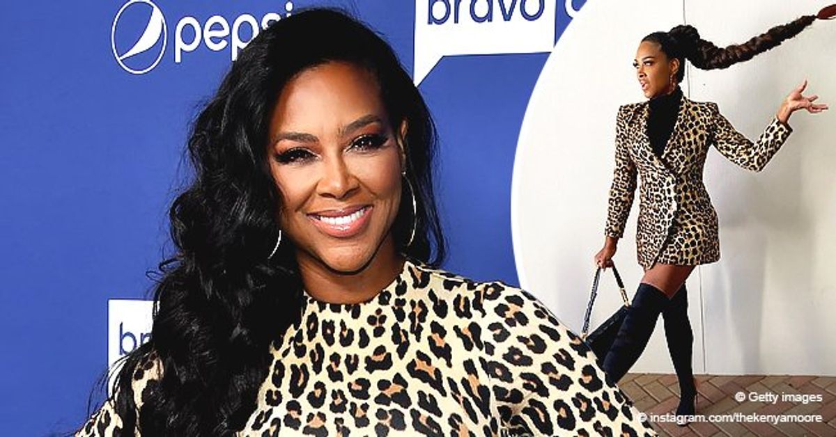 Kenya Moore Shows off Fit Figure in Leopard-Print Coat Dress and High ...