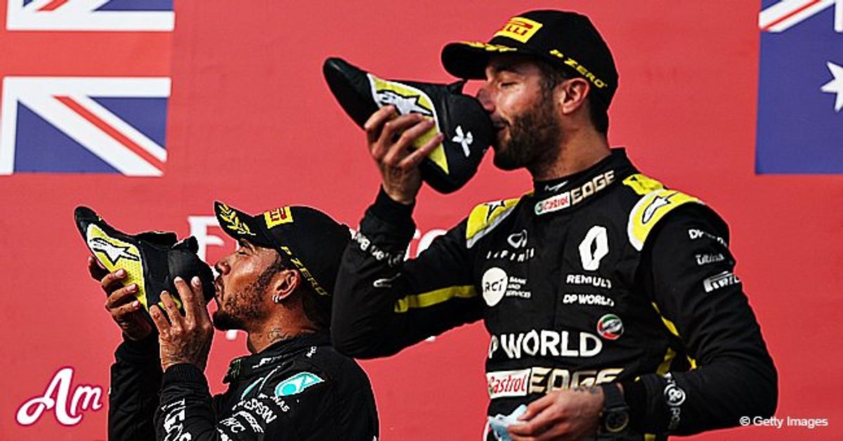 See F1 Champion Daniel Ricciardo's Customary Podium Finish Celebration ...