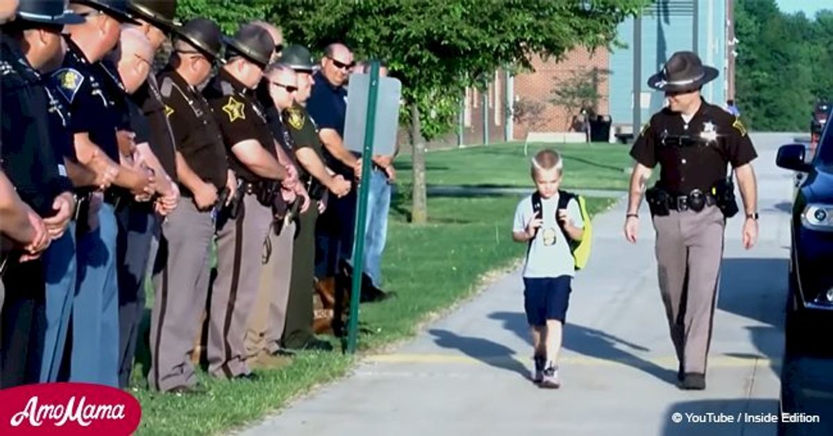 Heartbreaking reason why cops lined up to escort one little boy to school