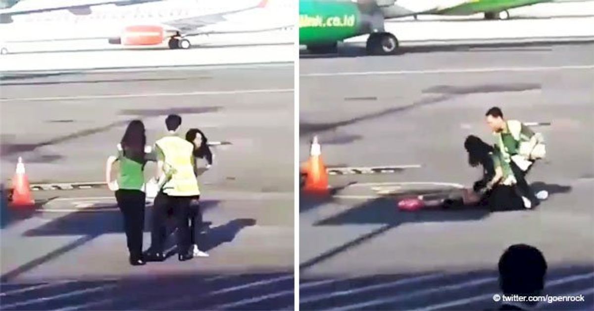 Video of woman breaking through security to chase after the plane she ...