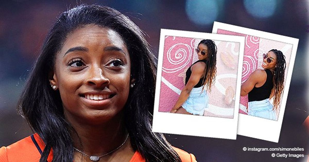 Simone Biles Flaunts Her Toned Body in Denim Shorts as She Poses in ...