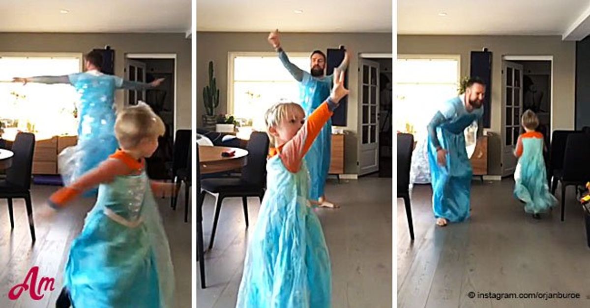 Heart-warming video of father and son dancing to 'Frozen' song dressed ...