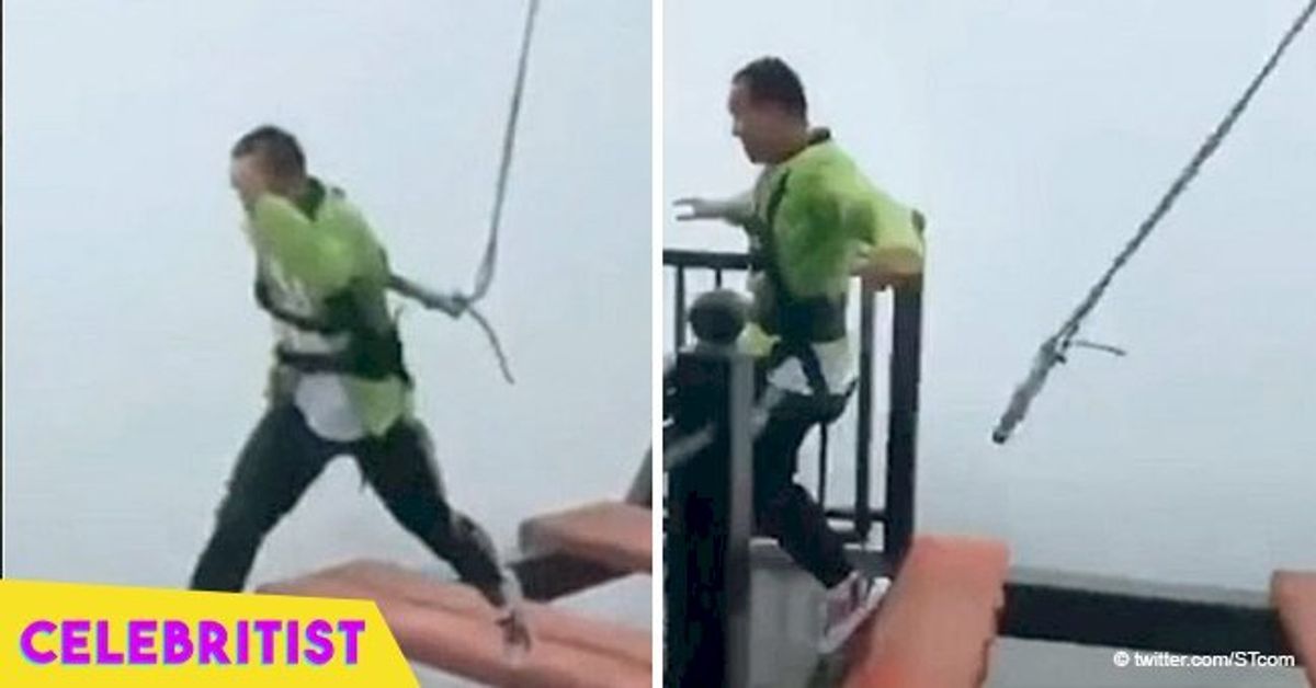Viral video of terrifying moment tourist's safety rope breaks as he ...
