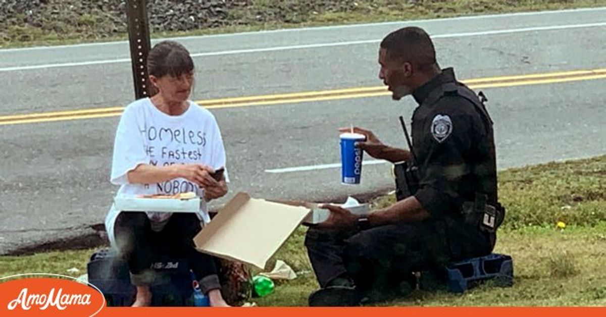 Police Officer Captured Sitting and Eating Pizza with a Homeless Woman