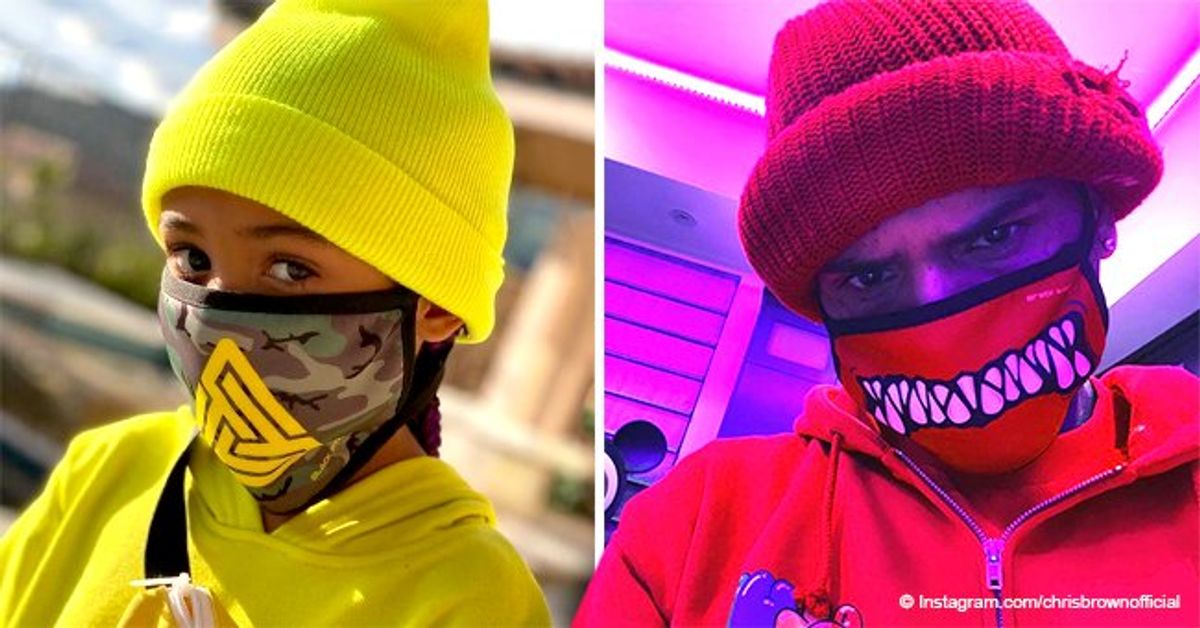 Chris Brown and Daughter Royalty Match Their Bright Face Masks with Clothes