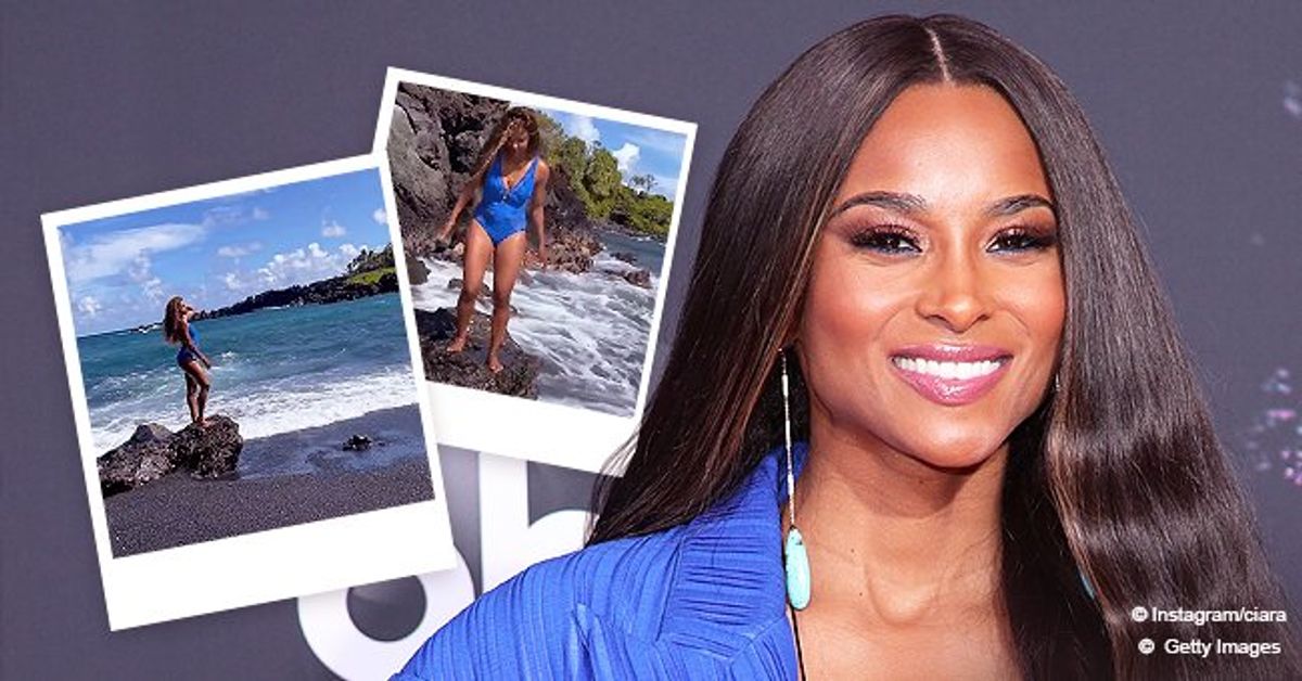 Ciara Looks Stunning Showing Weight Loss in a Blue Swimsuit with a Deep ...
