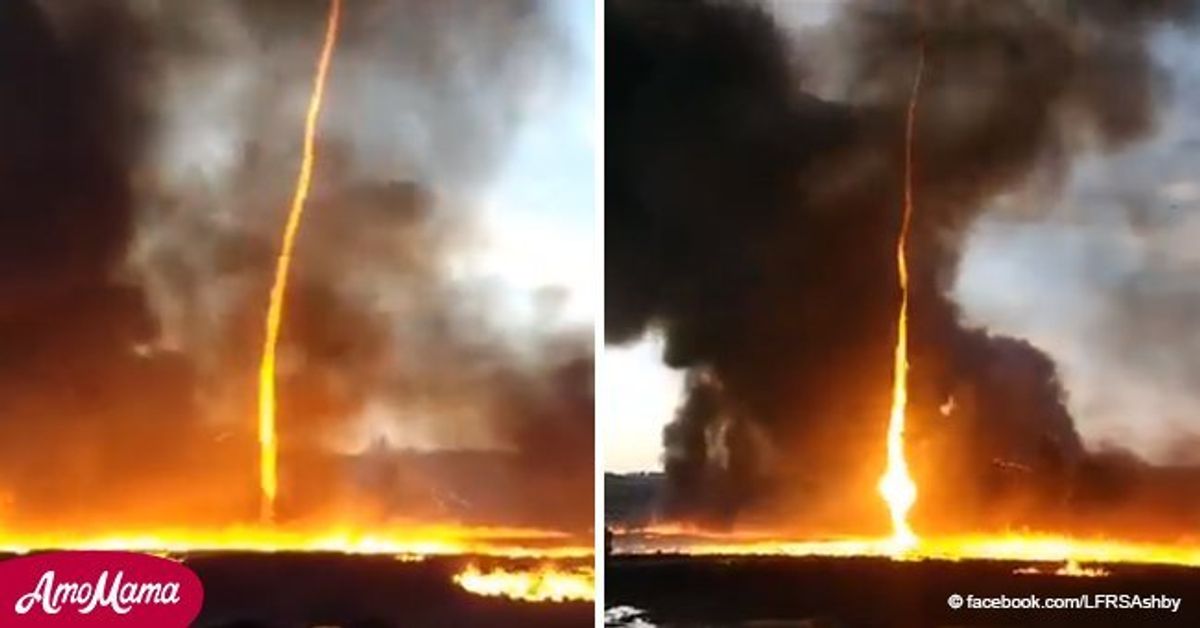 Incredible fire tornado caught on camera as firefighters battle against ...