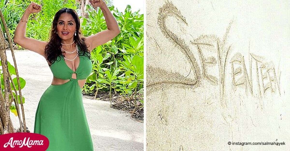 Salma Hayek Celebrates 17M Followers on Social Media Posing in a Dress ...