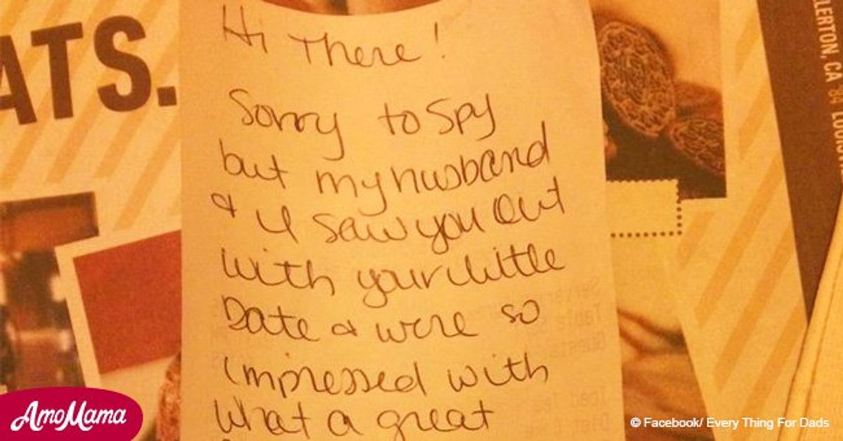 Single dad receives a note from strangers while on a date with his daughter