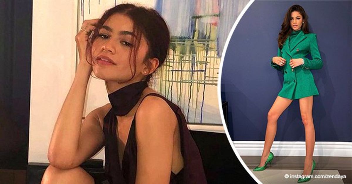 'Euphoria' Star Zendaya Shows Slender Legs in a Suit Dress & Glittering ...