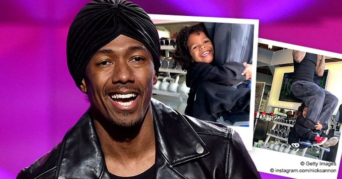 Nick Cannon's Son Golden Looks over the Moon Working Out with His Dad ...