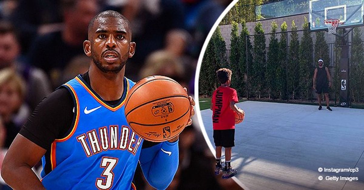 NBA's Chris Paul Trains Son Chris Jr to Play Basketball during Quarantine