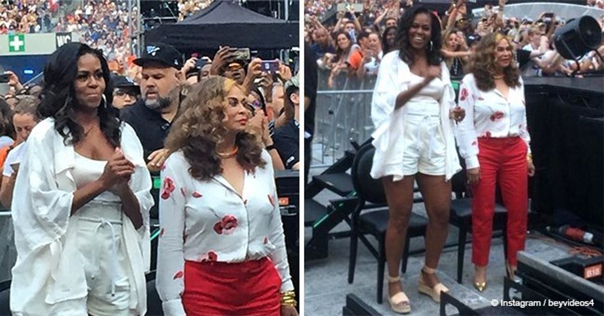 Michelle Obama flaunts long legs while dancing at a Beyoncé concert