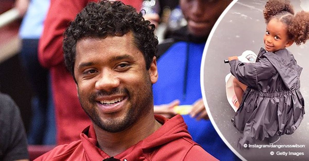 Russell Wilson's Daughter Rides Bike in a Black Coat Showing Beautiful ...