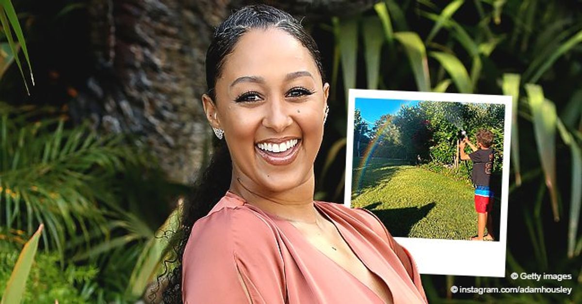 See How Tamera Mowry's Son Aden Made Rainbows in Their Backyard in a ...