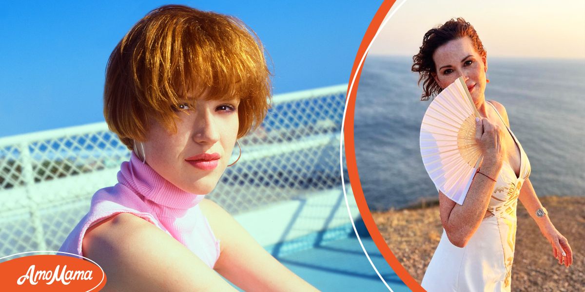 Molly Ringwald, 55, Exudes 'Goddess Vibes' in White & Gold Dress in ...