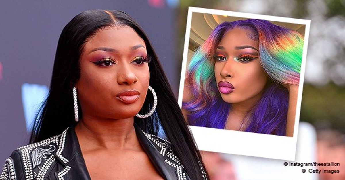 Megan Thee Stallion Rocks Rainbow Wig and Bright Makeup in a Post ...