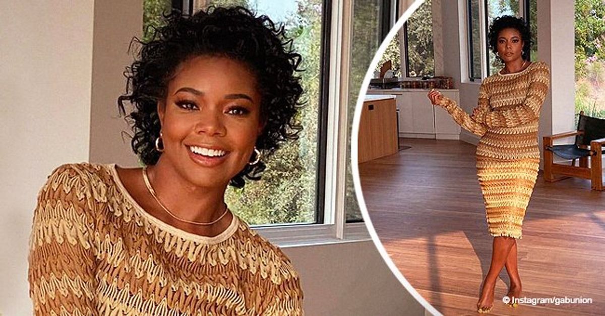 Gabrielle Union Shows off Natural Curls as She Poses in a Cool Dress ...