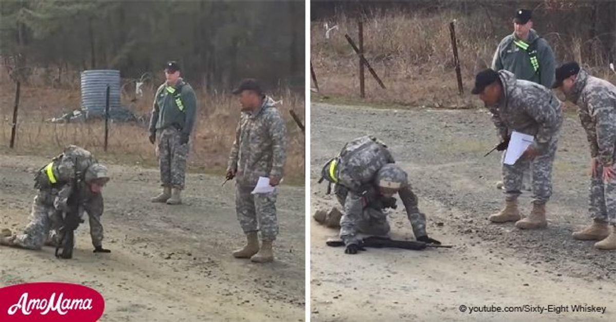 Soldiers scream at female captain who collapsed on the ground but she ...
