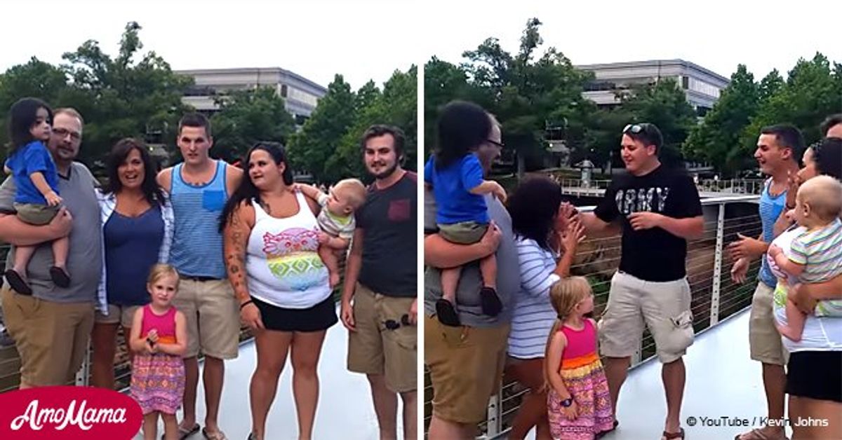 Family poses for group photo, but suddenly soldier son surprises mom ...