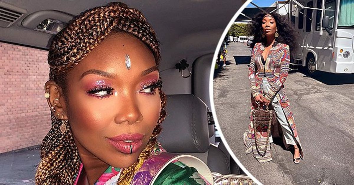 Brandy Turns Heads Showing Her Wavy Hair in a Long Printed Jacket with ...