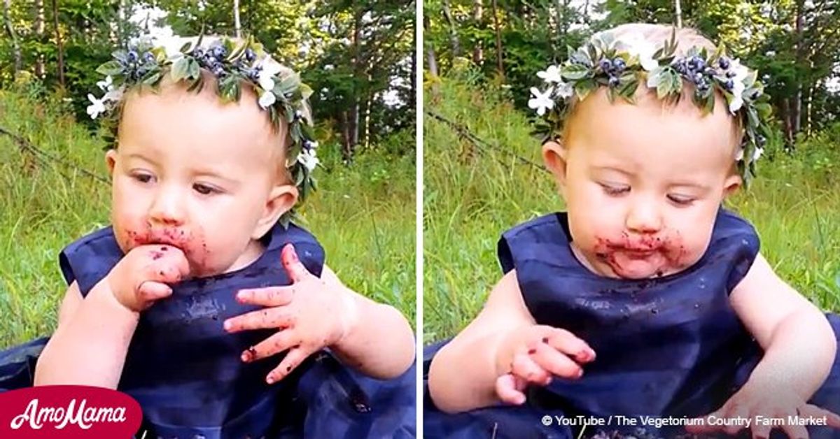 Little girl cannot stop eating blueberries and her face will melt your ...