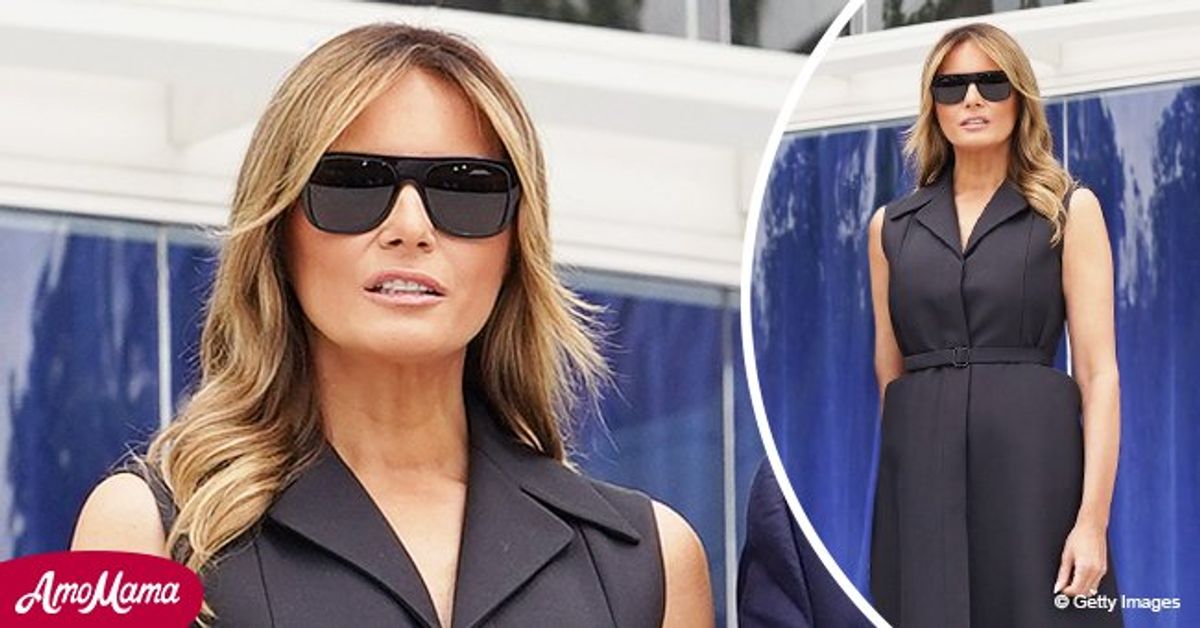 First Lady Melania Trump Bares Arms in Beautiful Black Midi-Dress ...